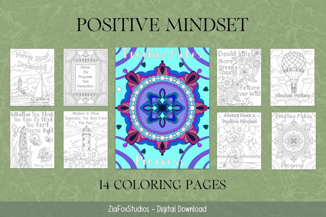 POSITIVE MINDSET Coloring Pages Digital Coloring Book - Etsy