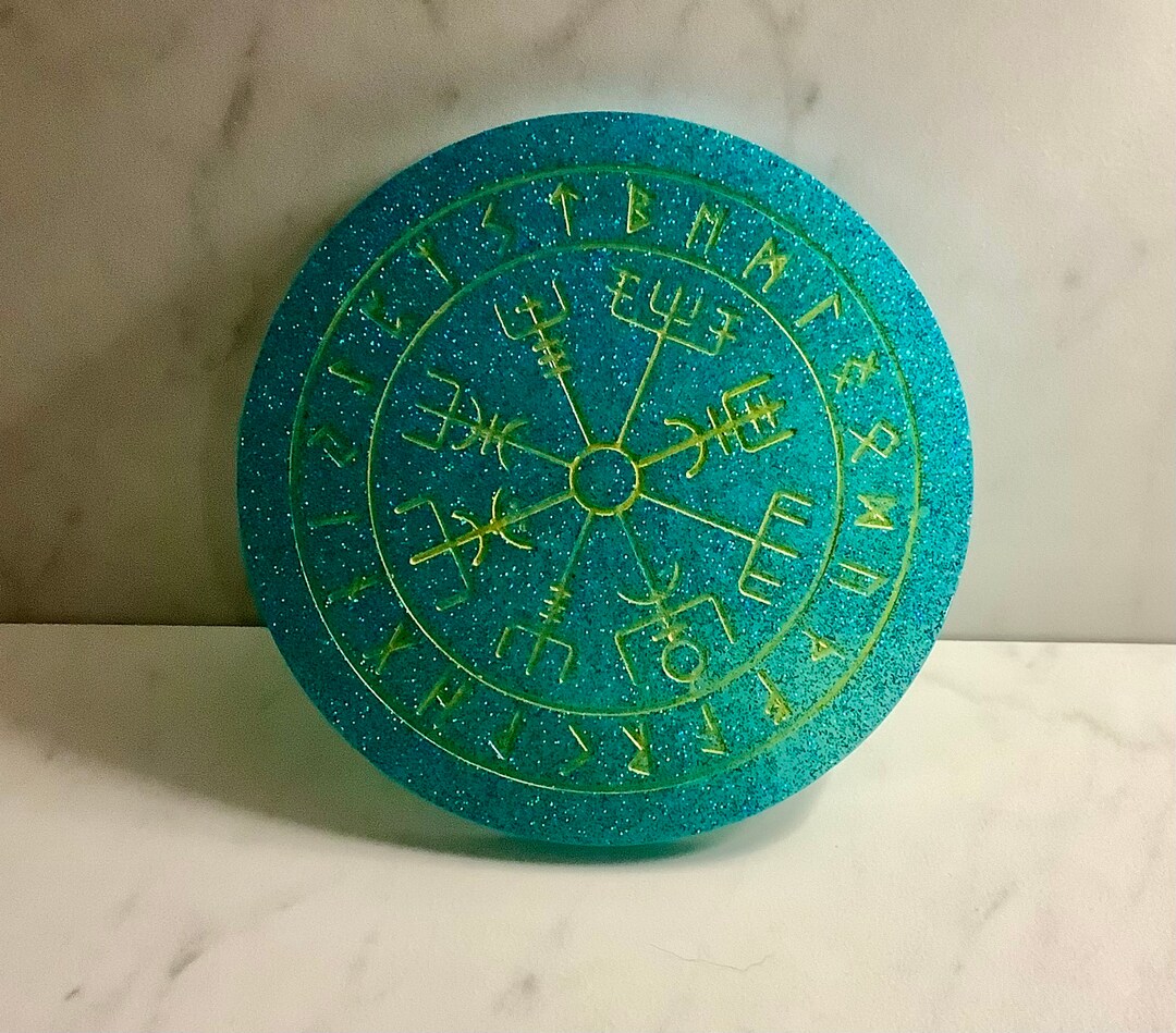 Small Vegvisir Rune Compass Handcrafted Custom Resin Altar - Etsy