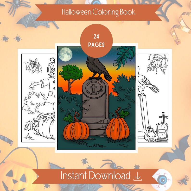 HALLOWEEN Coloring Pages Digital Coloring Book Jack - Etsy