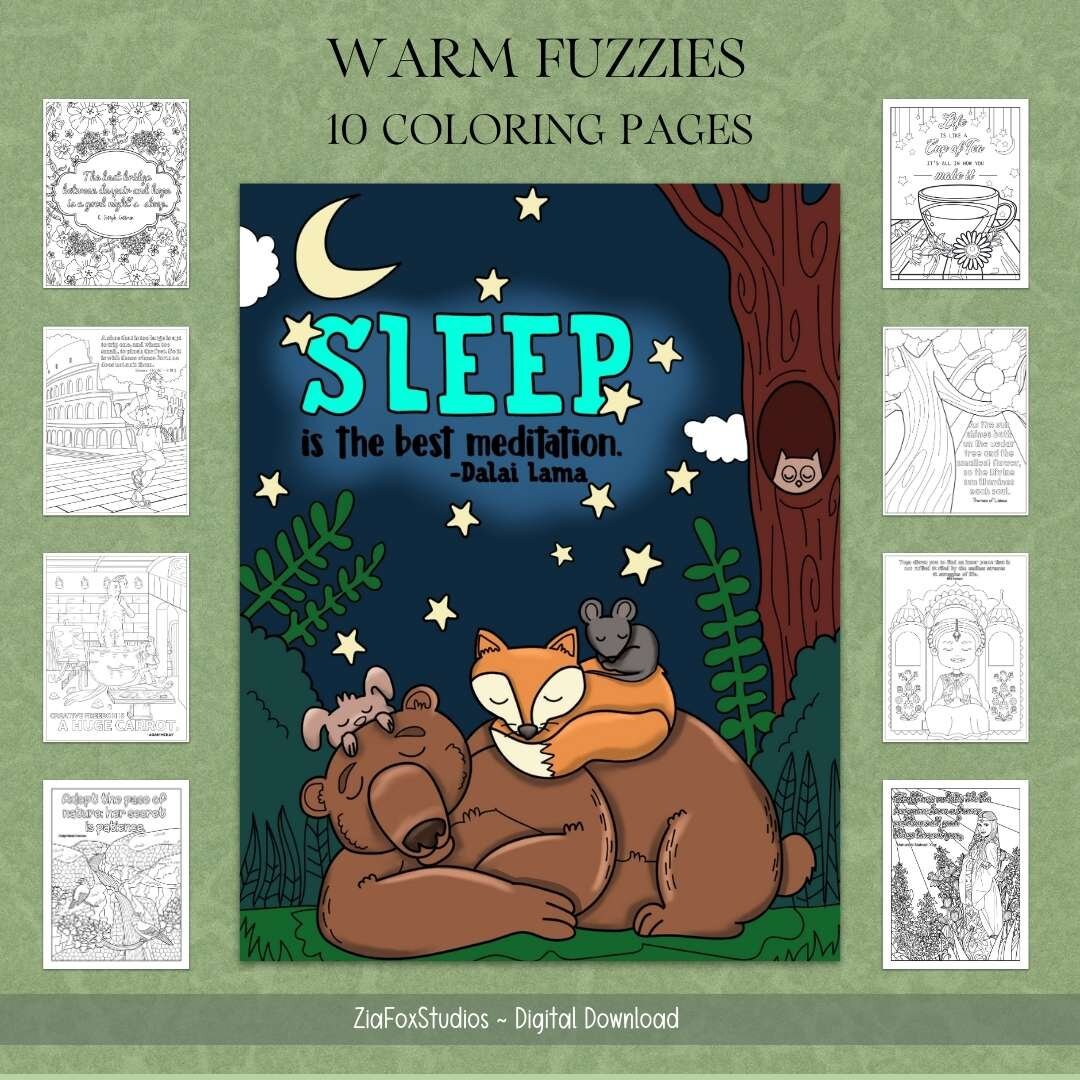 Warm Fuzzies Coloring Pages Digital Coloring Book Wellness Quotes ...