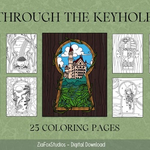 Keyhole World Coloring Pages Digital Coloring Book Landscapes and ...