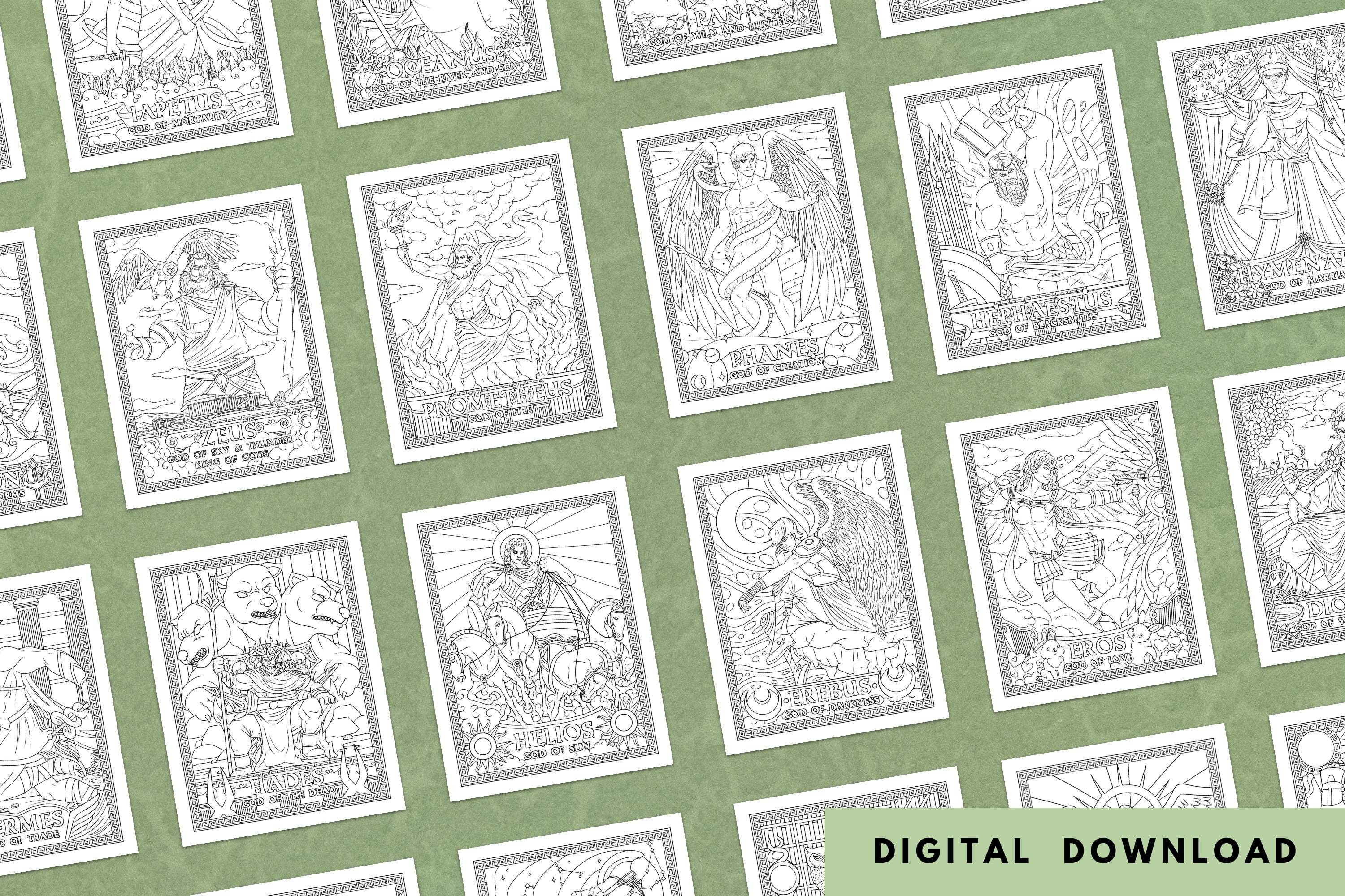 Greek Gods Mythology Coloring Book | 30 Pages of Powerful Masculine ...