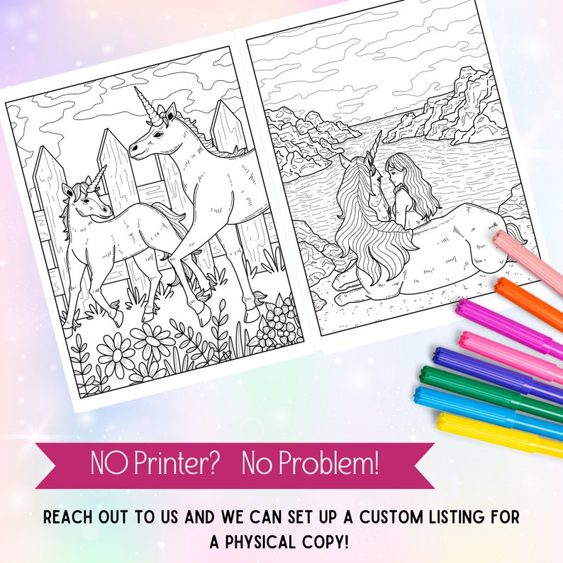 UNICORN MAGIC Coloring Pages Digital Coloring Book - Etsy