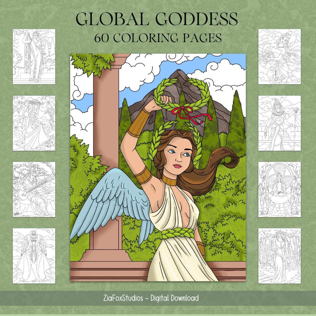 Global Goddess Coloring Pages | Digital Coloring Book | Greek | Celtic ...