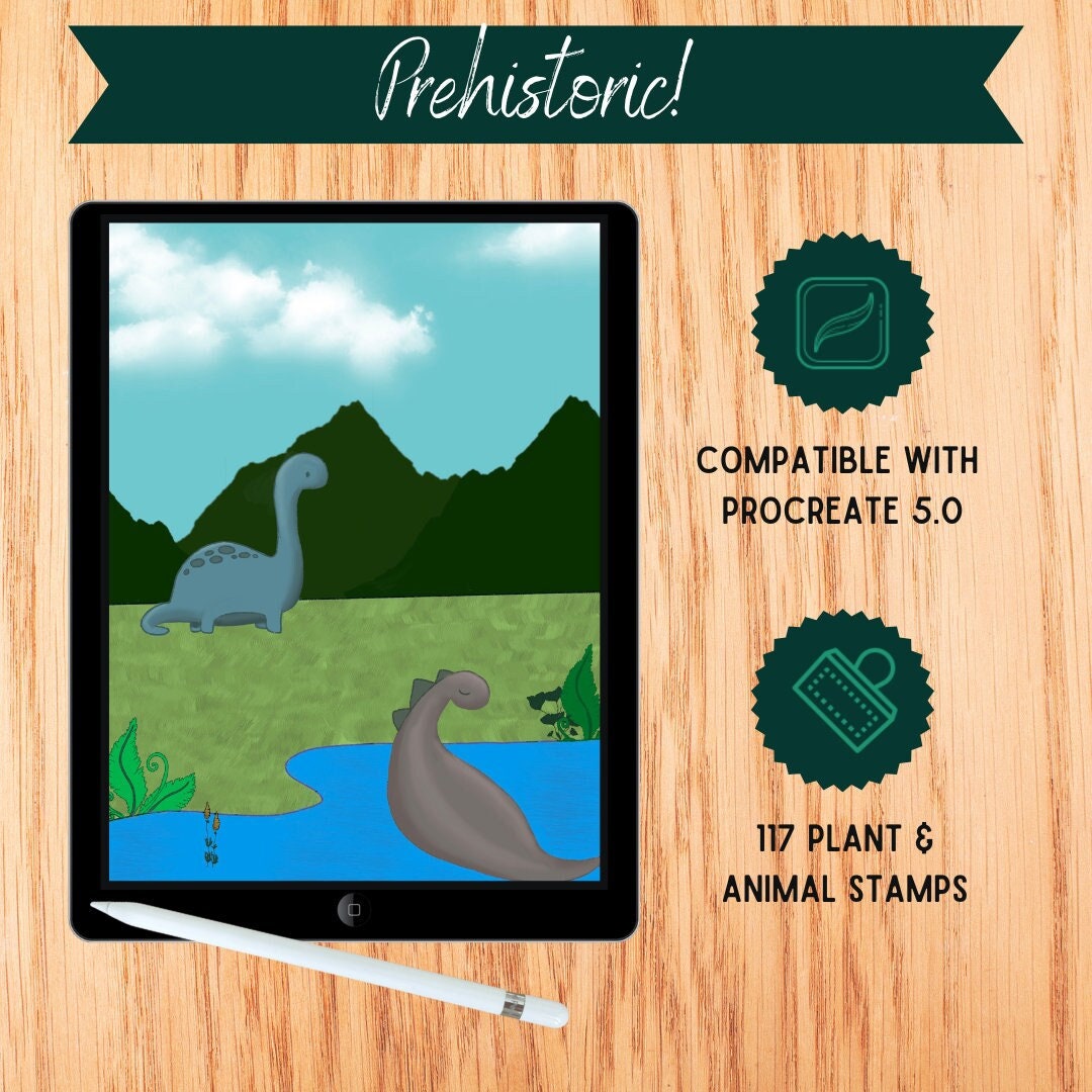 PREHISTORIC Procreate Brushes Plants Dinosaurs Ice Age - Etsy