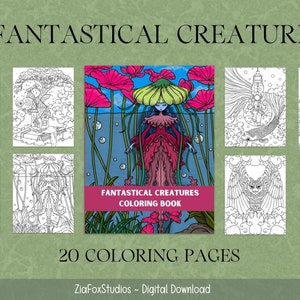 Fantasy Creatures Coloring Pages Digital Coloring Book - Etsy