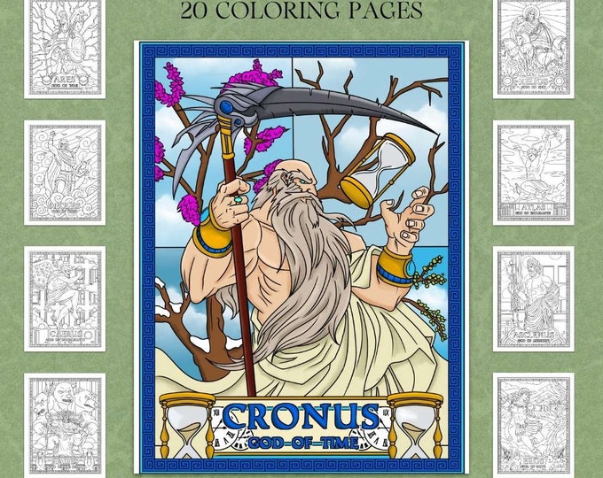 Greek Gods Mythology Coloring Book 30 Pages of Powerful Masculine ...