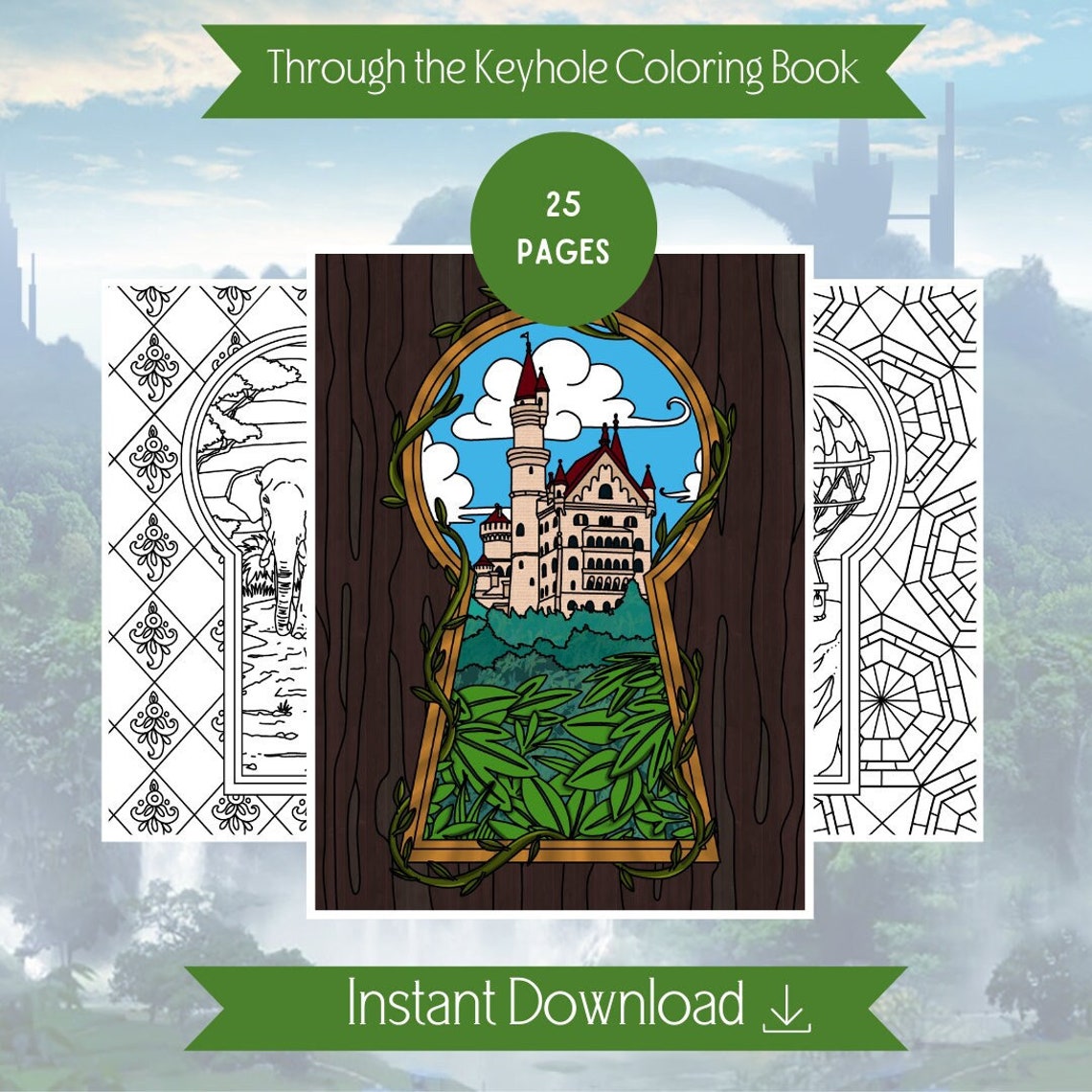KEYHOLE WORLD Coloring Pages Digital Coloring Book - Etsy
