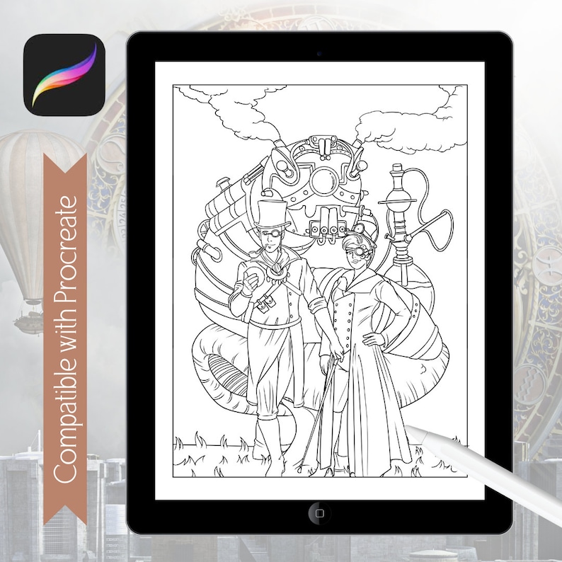 STEAMPUNK Coloring Pages Digital Coloring Book Lovecraft - Etsy