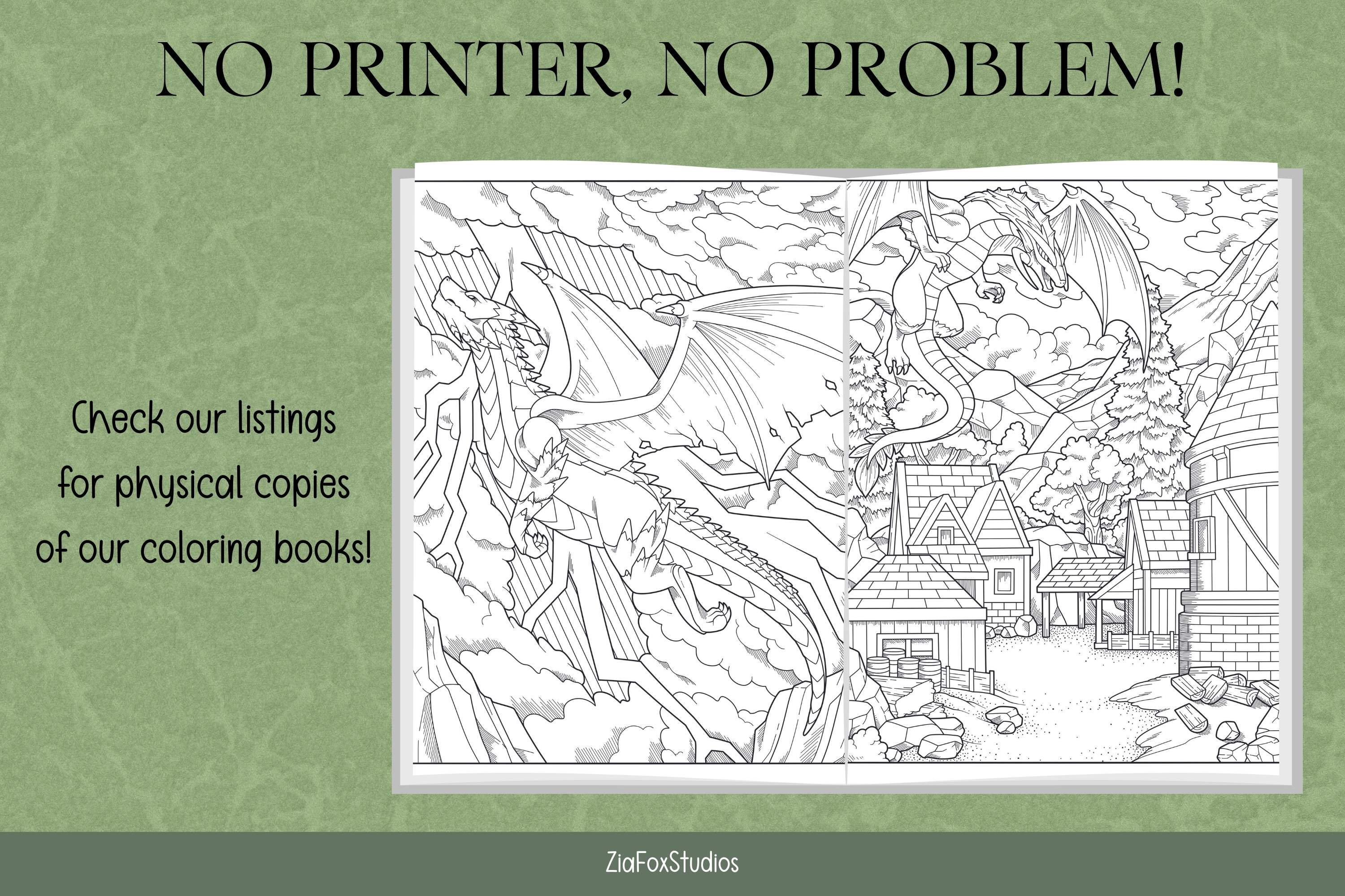 Dancing Dragons Coloring Pages | Princess, Knights and Dragons| Digital ...