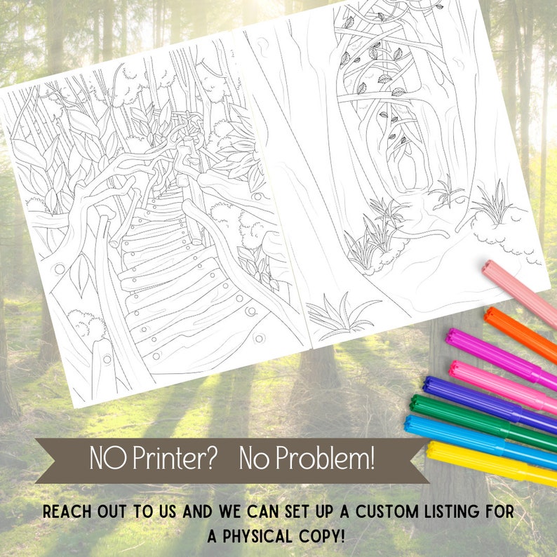 FOREST WALK Coloring Pages Digital Coloring Book Trees and - Etsy