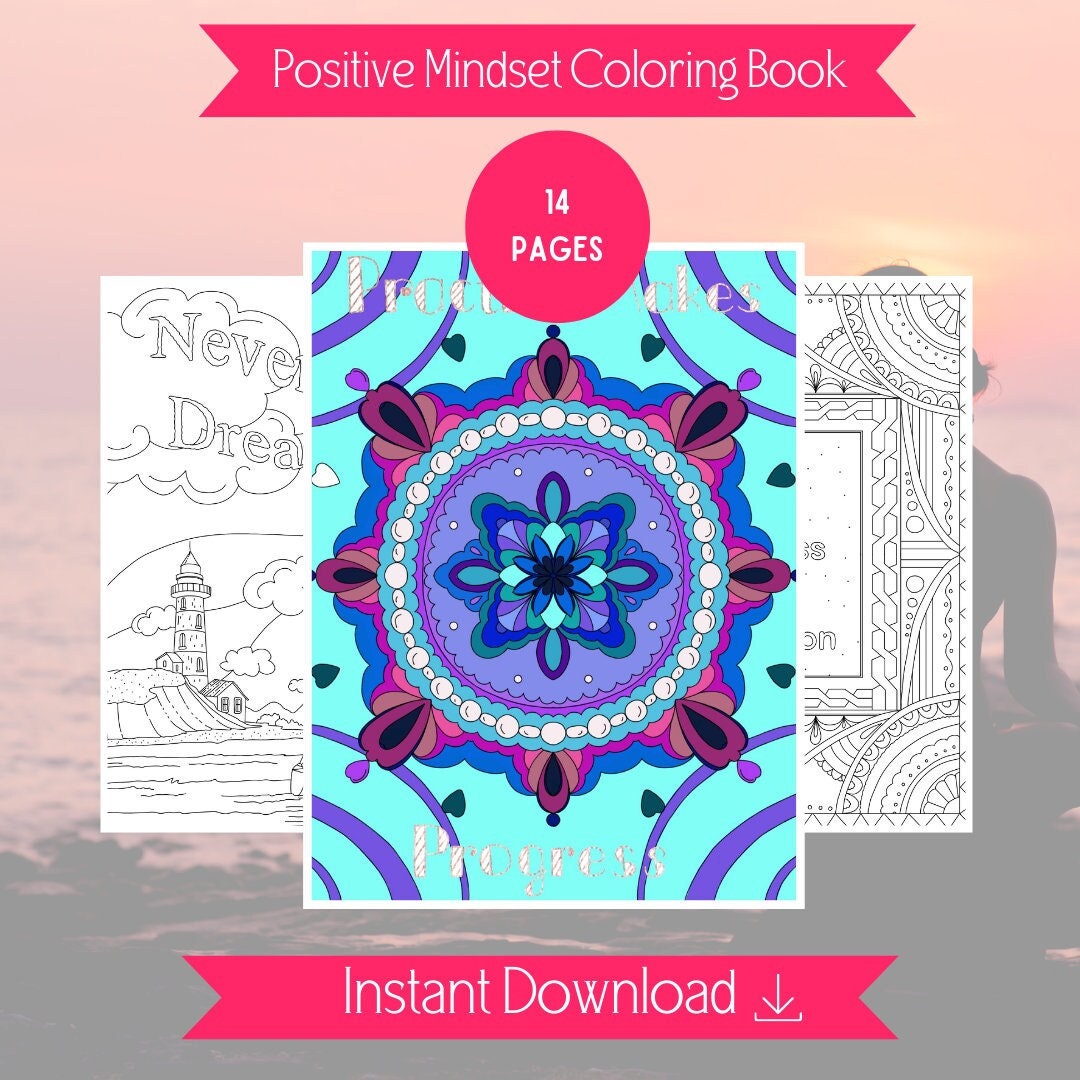 POSITIVE MINDSET Coloring Pages Digital Coloring Book - Etsy