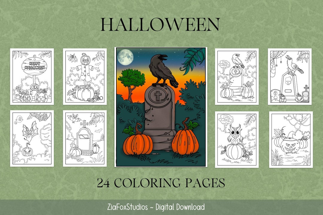 Halloween Coloring Pages Digital Coloring Book Jack - Etsy
