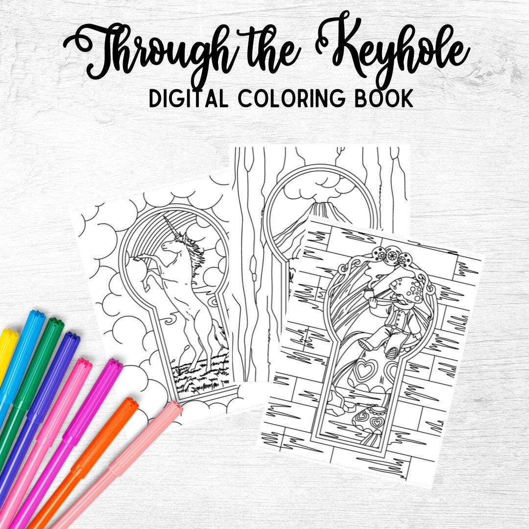 KEYHOLE WORLD Coloring Pages Digital Coloring Book | Etsy
