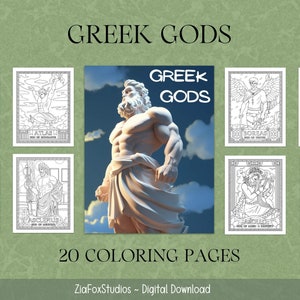 Greek Gods Mythology Coloring Book 30 Pages of Powerful Masculine ...