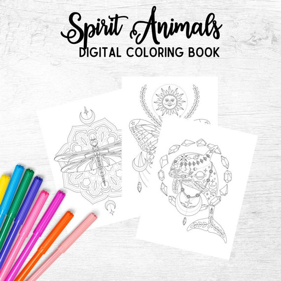 SPIRIT ANIMALS Coloring Pages Digital Coloring Book New - Etsy