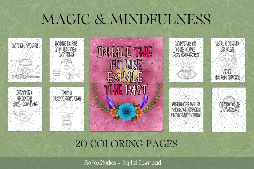 Magic & Mindfulness Coloring Pages digital Coloring Book Motivational ...