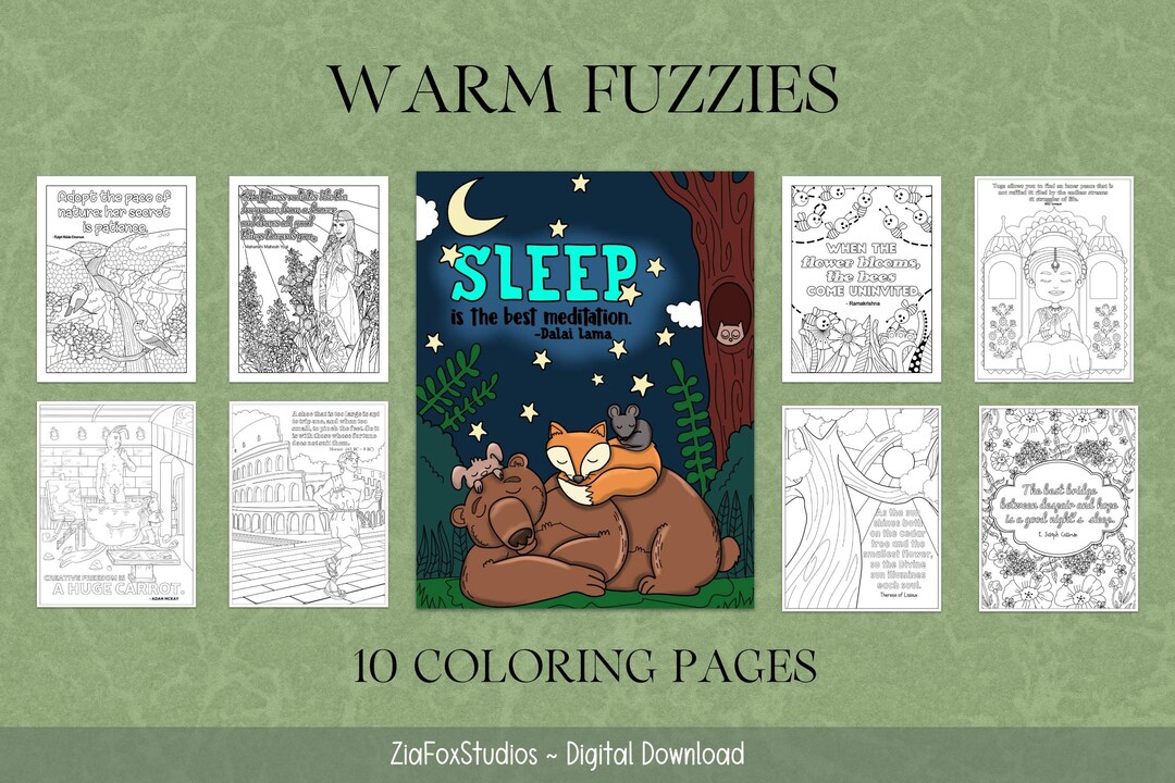 Warm Fuzzies Coloring Pages Digital Coloring Book Wellness - Etsy