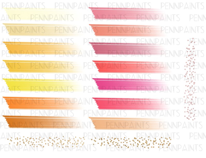 Brush Stroke Clipart / Tropical Sunset Color Pallet / Commercial Use ...