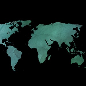 Jade Green Watercolor Map / Emerald Green Map / World Map / Commercial ...