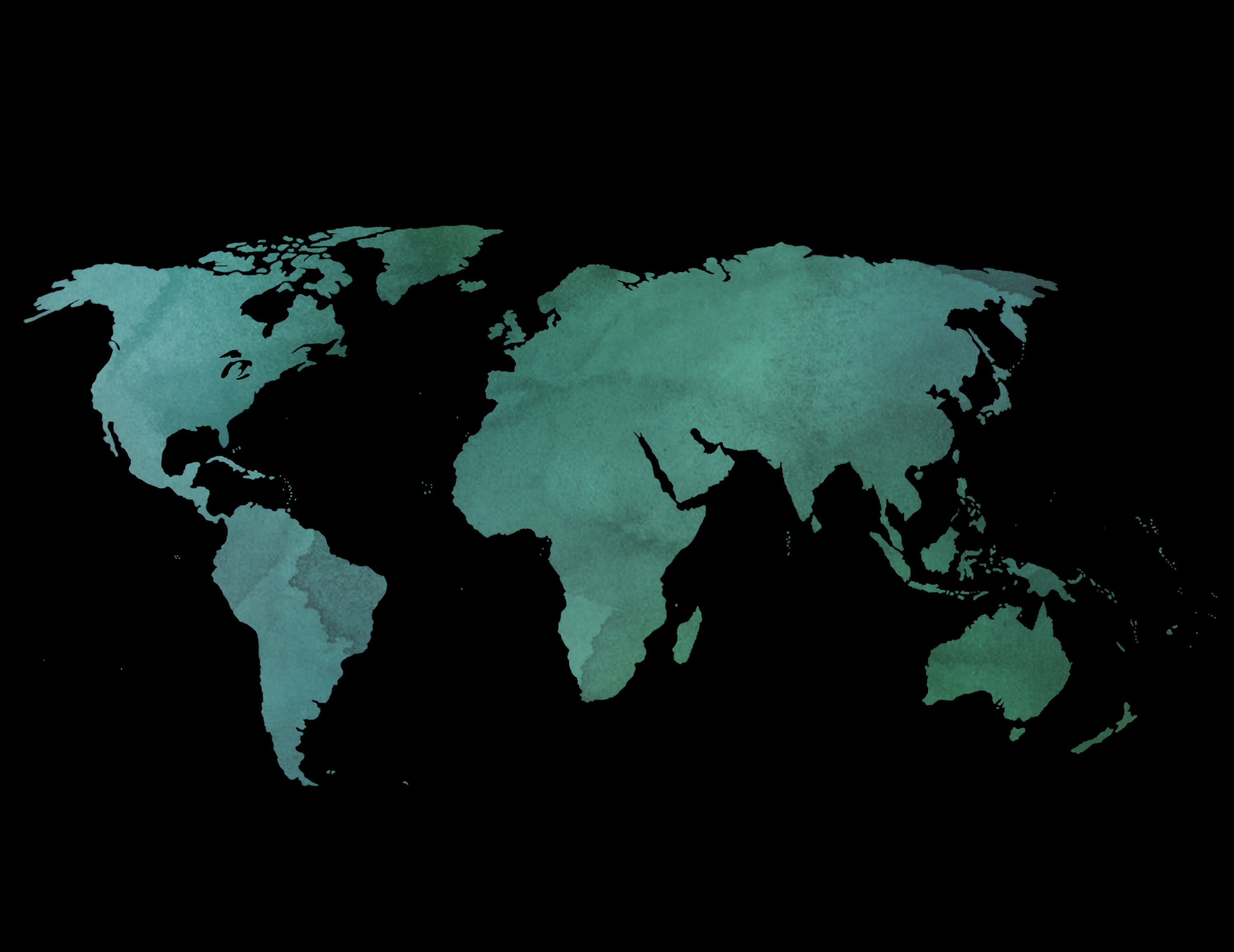 Jade Green Watercolor Map / Emerald Green Map / World Map / Commercial ...