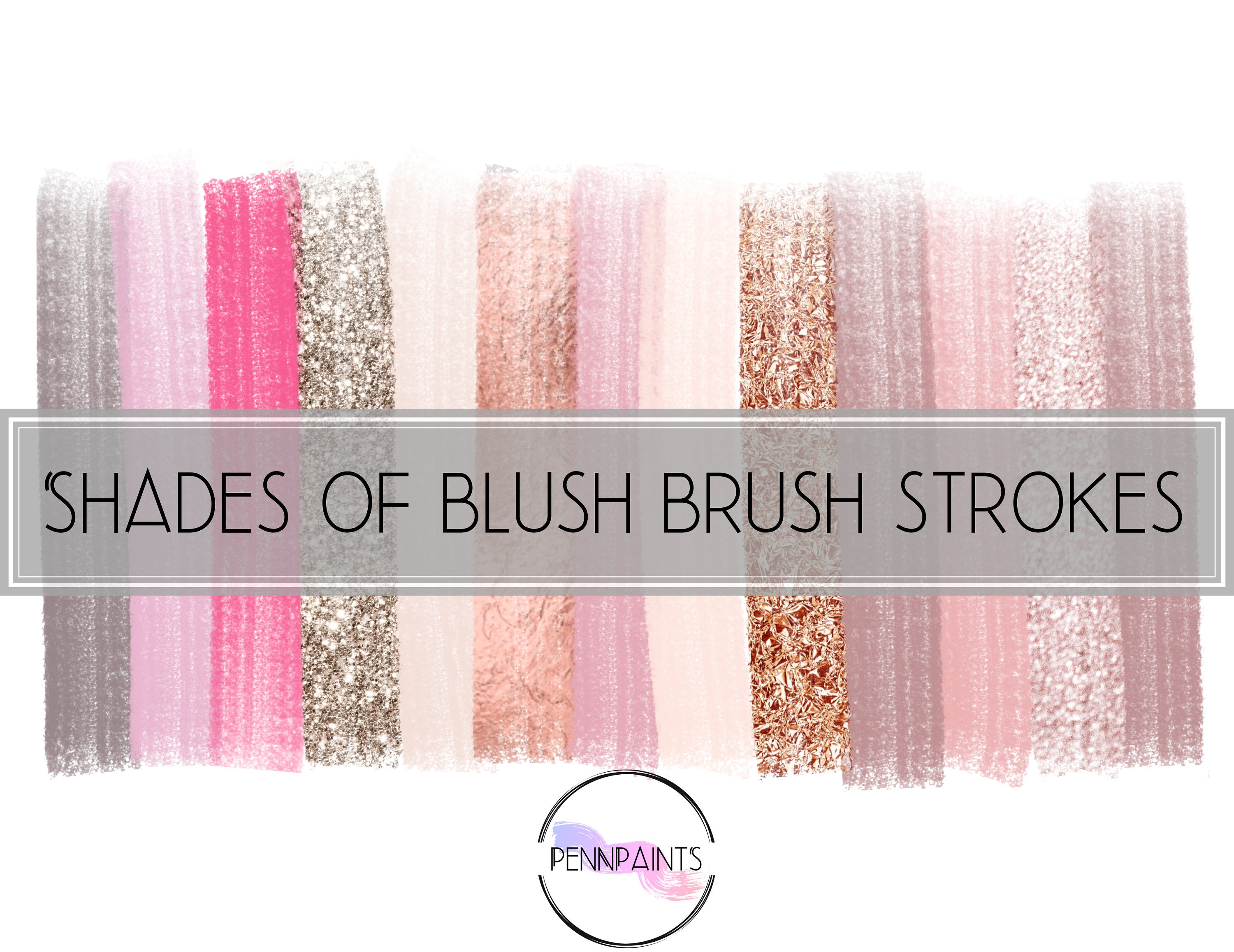 Shades of Blush Clip Art / Brush Stroke Clip Art/ Pink Blush Glitter ...