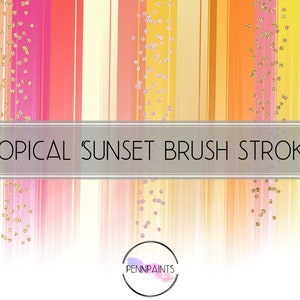 Brush Stroke Clipart / Tropical Sunset Color Pallet / Commercial Use ...