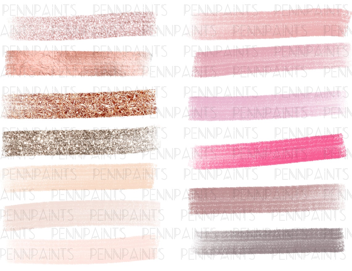 Shades of Blush Clip Art / Brush Stroke Clip Art/ Pink Blush Glitter ...