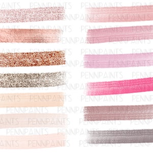 Shades of Blush Clip Art / Brush Stroke Clip Art/ Pink Blush Glitter ...