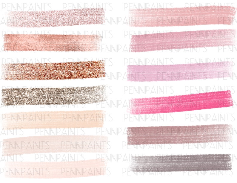 Shades of Blush Clip Art / Brush Stroke Clip Art/ Pink Blush Glitter ...