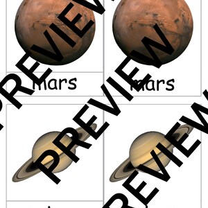 Planets - 3-part Cards Montessori Nomenclature PDF Printable - Etsy