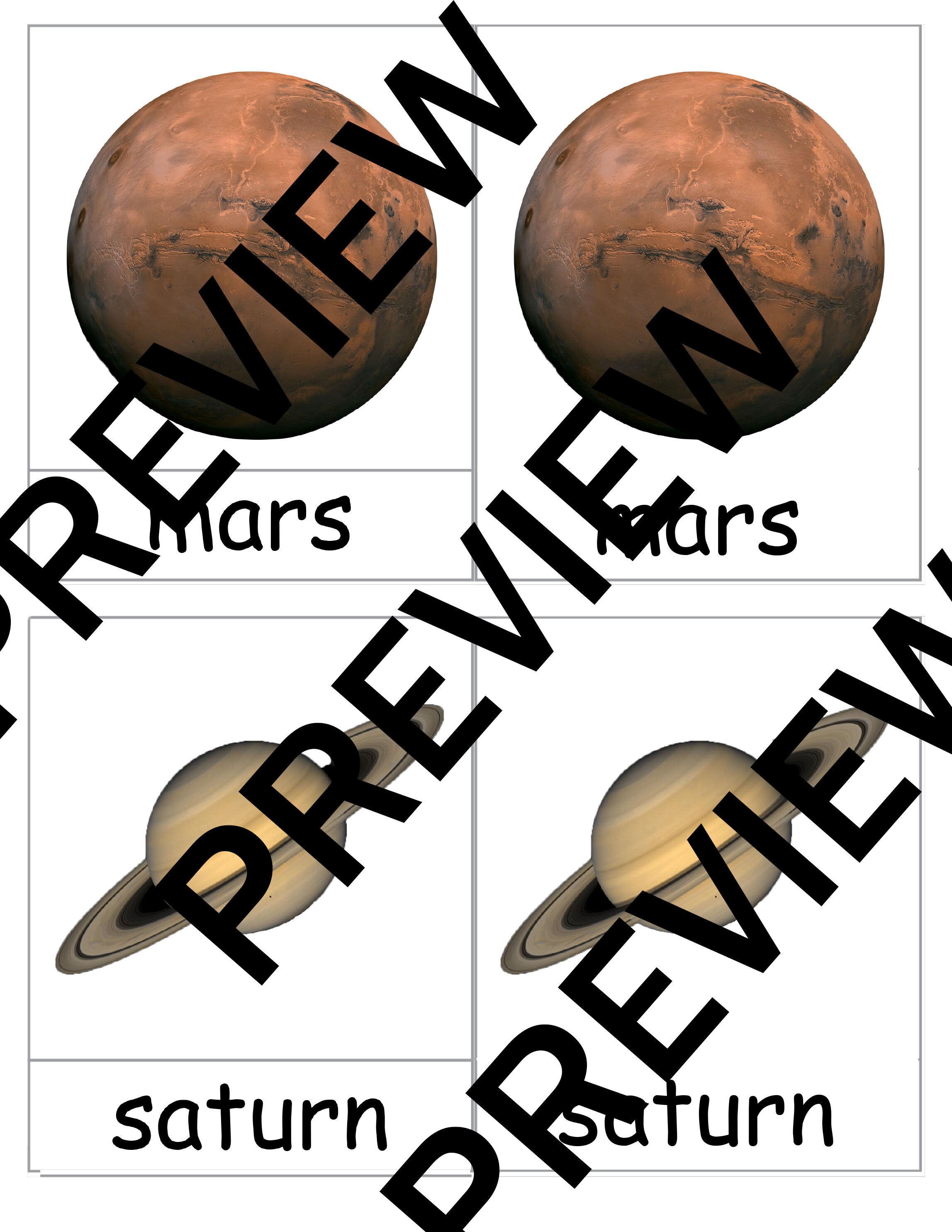 Planets - 3-part Cards Montessori Nomenclature PDF Printable - Etsy