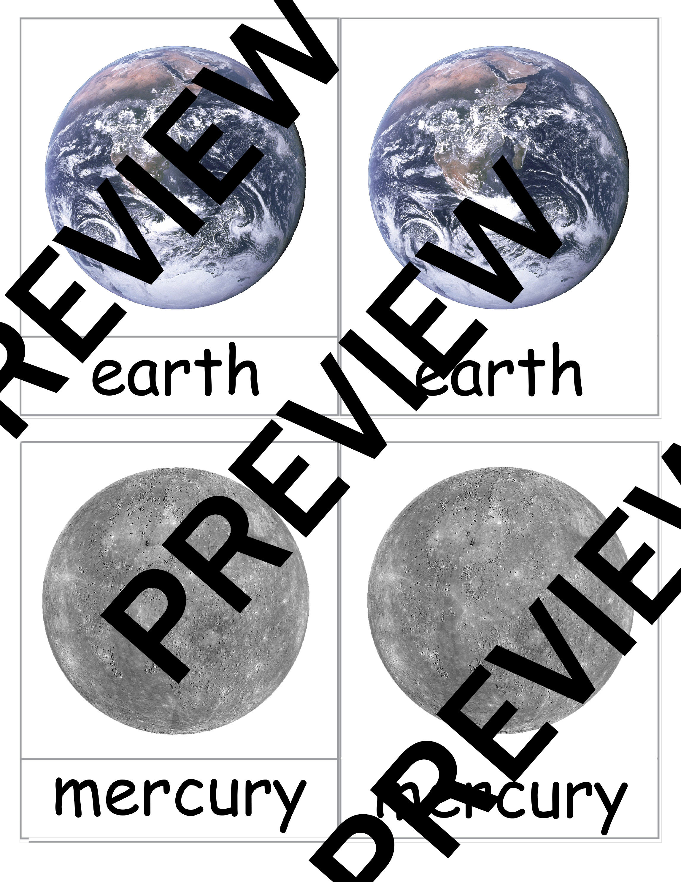 Planets - 3-part Cards Montessori Nomenclature PDF Printable - Etsy