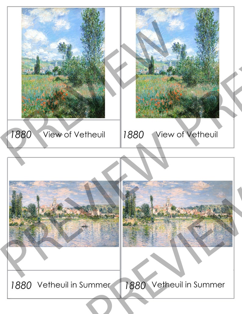 Claude Monet Art Montessori 3 Part Cards - Language - Art Lesson Plan ...