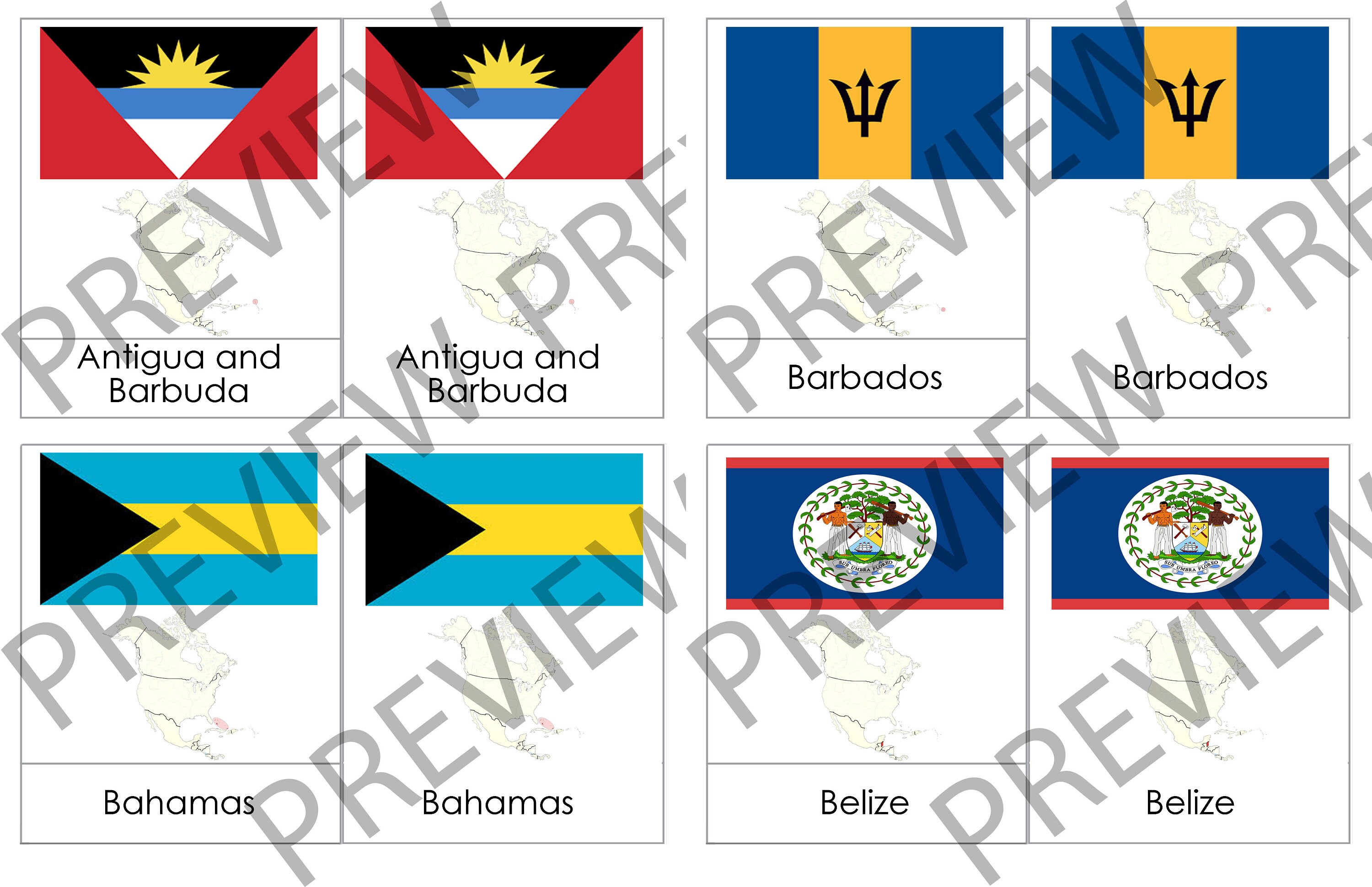 Banderas y Países de América del Norte - Tarjetas de 3 Partes ...
