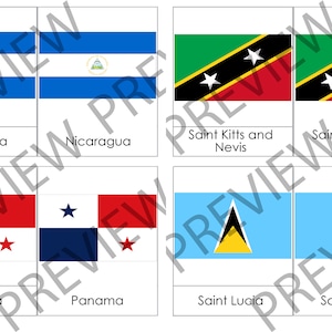 Flags of North America - 3-part Cards Montessori Nomenclature PDF ...