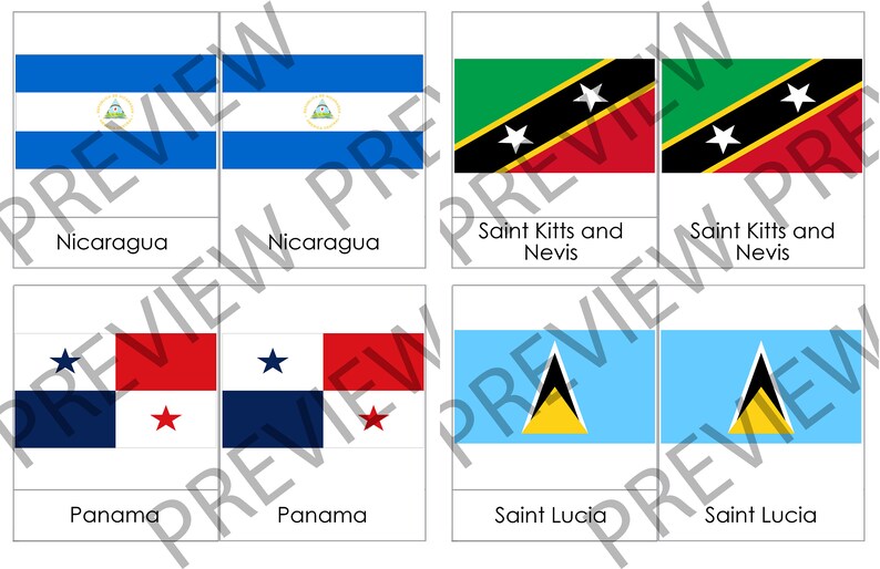 Flags of North America 3-part Cards Montessori Nomenclature PDF ...