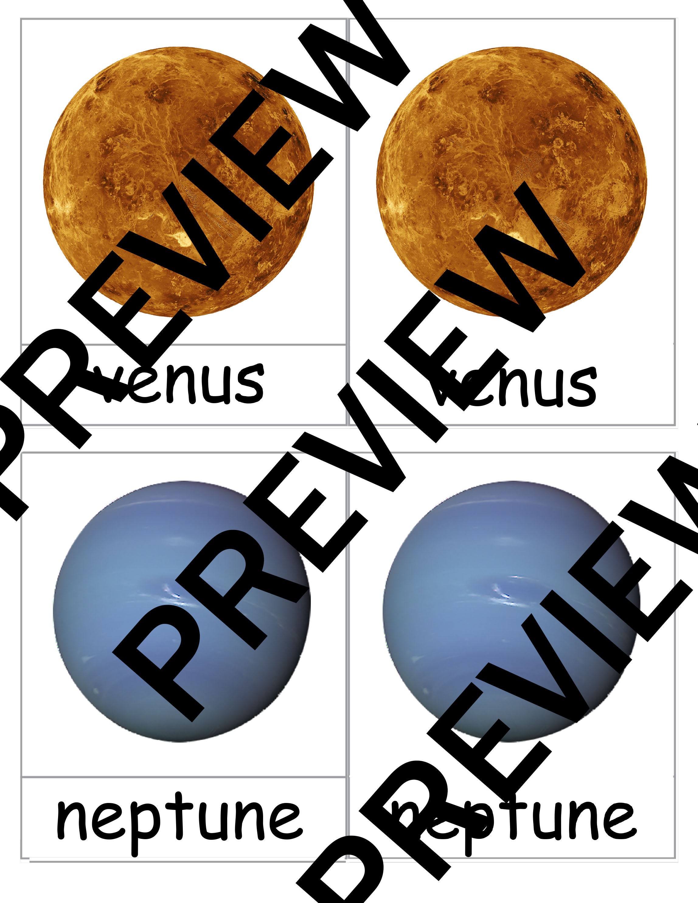 Planets - 3-part Cards Montessori Nomenclature PDF Printable - Etsy