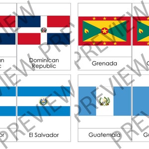 Flags of North America - 3-part Cards Montessori Nomenclature PDF ...