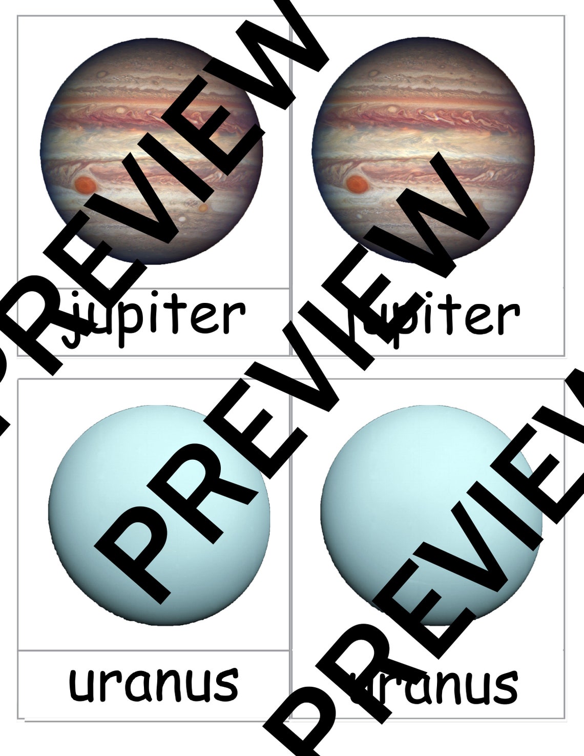 Planets - 3-part Cards Montessori Nomenclature PDF Printable - Etsy