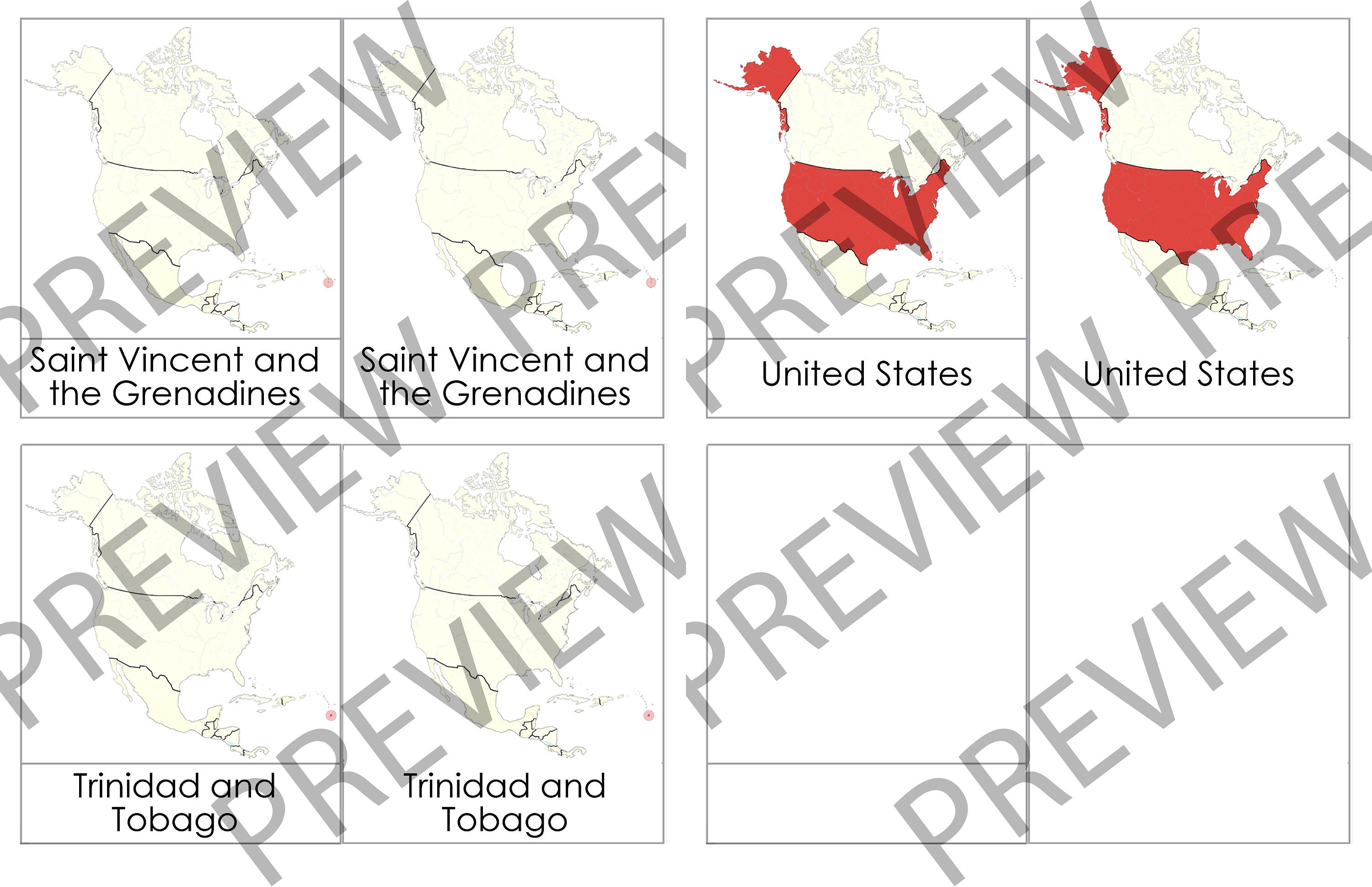 Countries of North America 3-part Cards Montessori Nomenclature PDF ...
