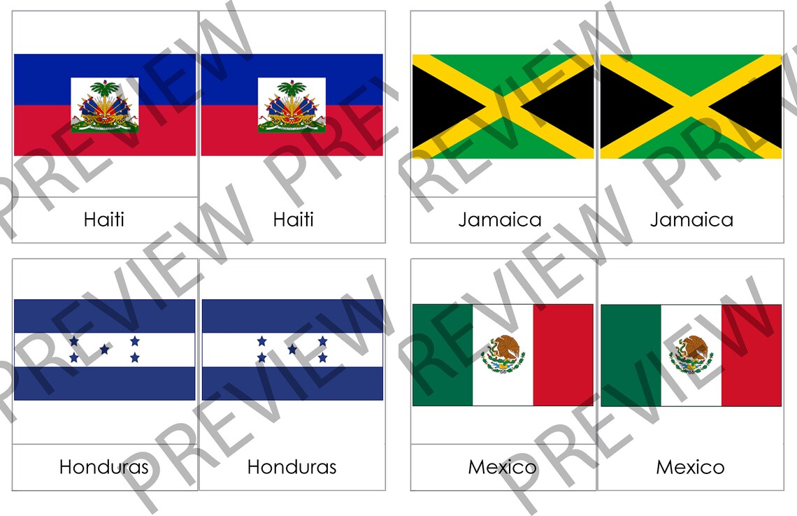 Flags of North America 3-part Cards Montessori Nomenclature PDF ...