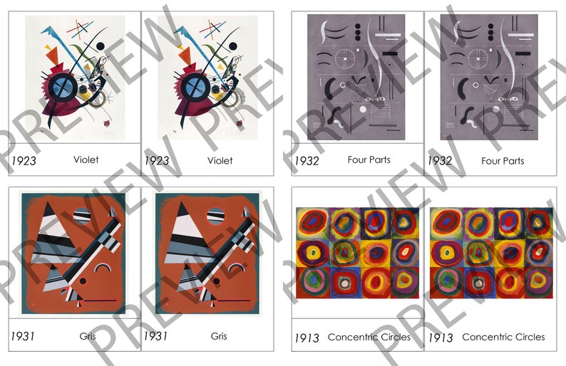 Wassily Kandinsky Art Montessori 3 Part Cards Language Art Lesson Plan ...