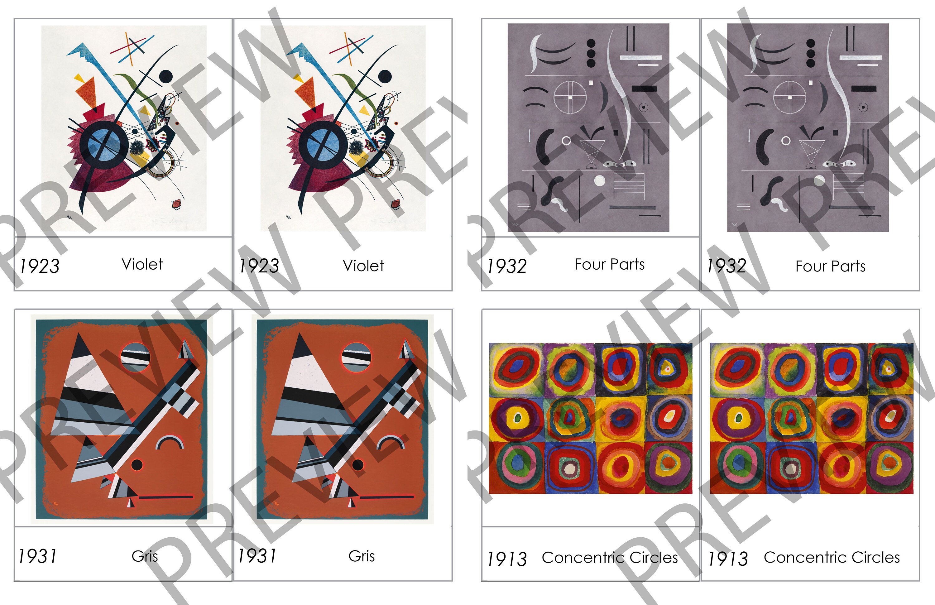Wassily Kandinsky Art Montessori 3 Part Cards - Language - Art Lesson ...