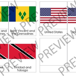 Flags of North America - 3-part Cards Montessori Nomenclature PDF ...