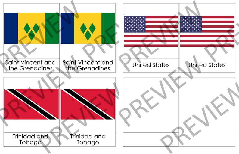 Flags of North America - 3-part Cards Montessori Nomenclature PDF ...