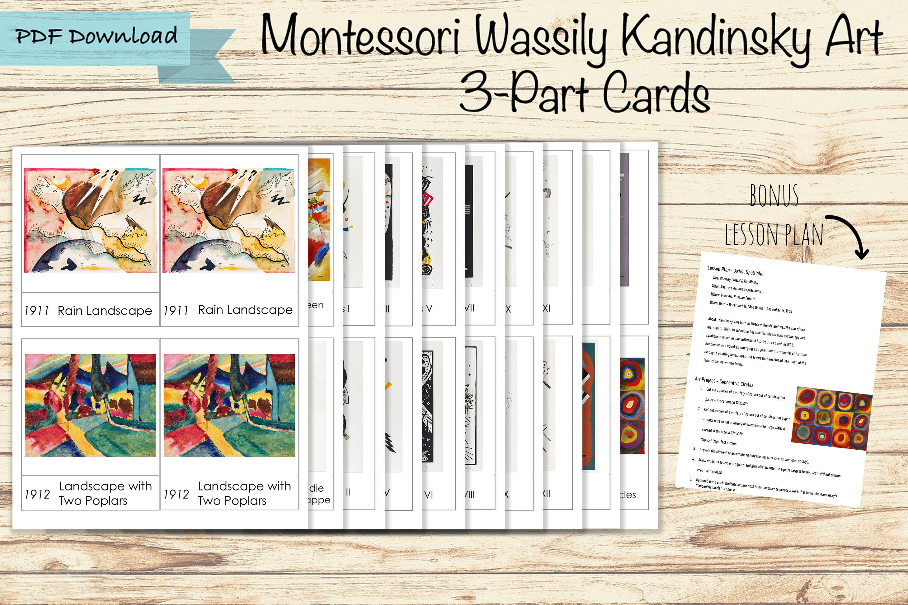 Wassily Kandinsky Art Montessori 3 Part Cards Language Art Lesson Plan ...