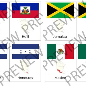 Banderas y Países de América del Norte Tarjetas de 3 Partes | Etsy
