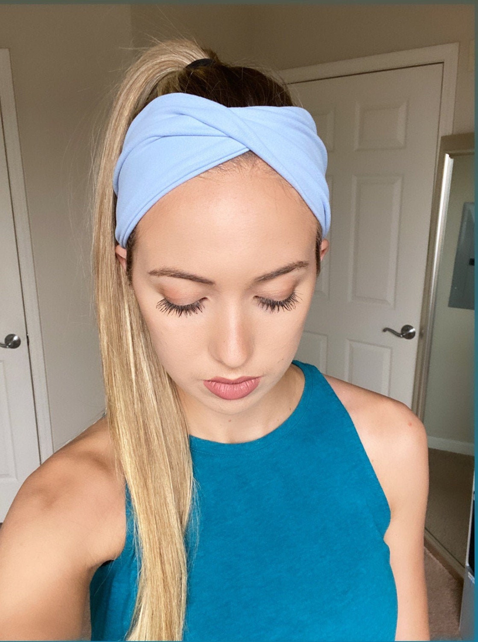 Light Blue Headband Baby Blue Headband Twist Headband Solid | Etsy