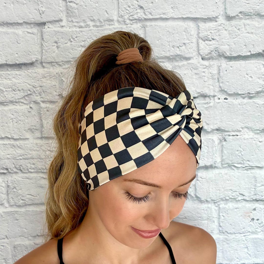 Checker Print Headband, Modern Accessory for Women, Soft and Stretchy ...